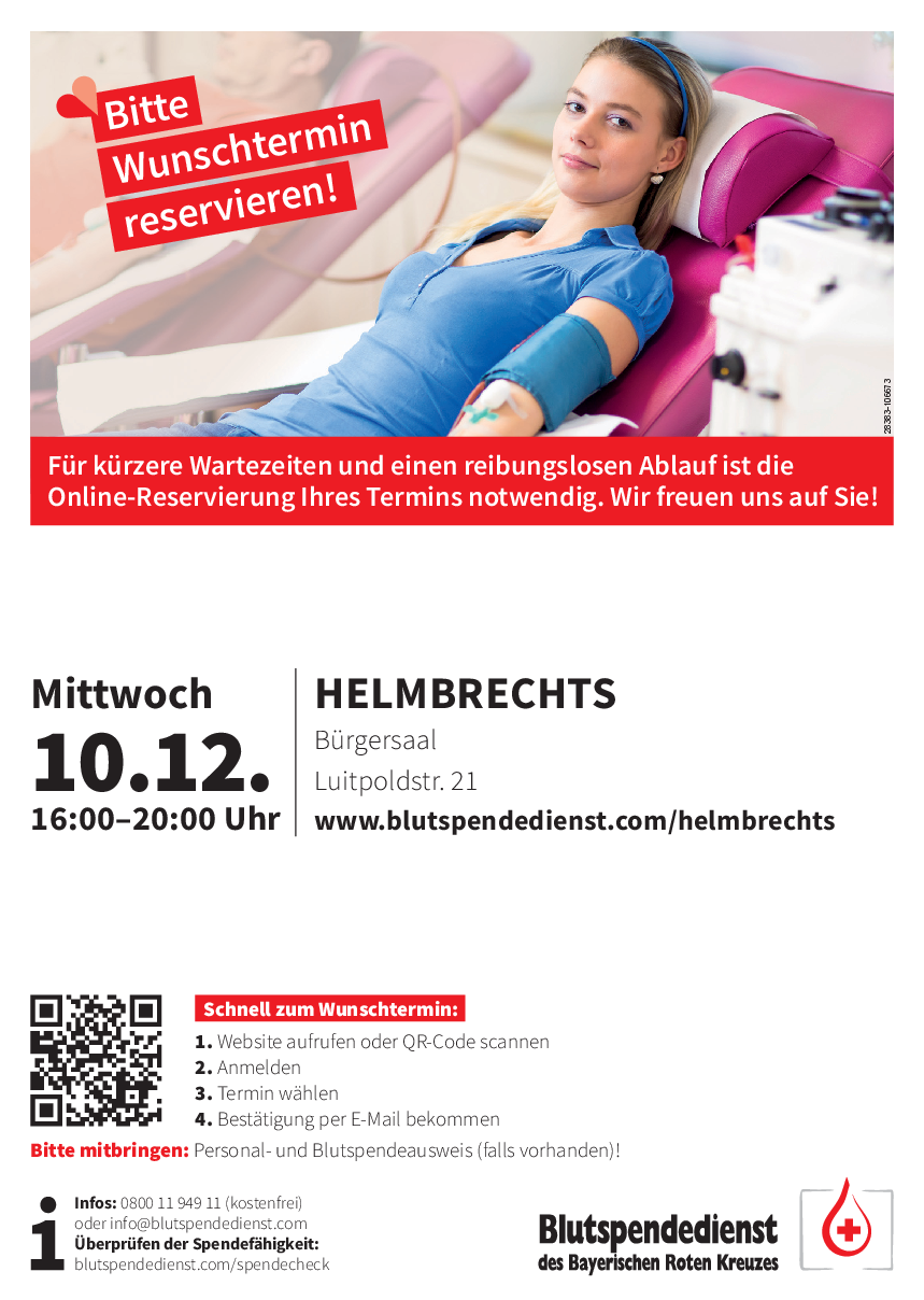 Blutspende im Dezember - Stadt Helmbrechts